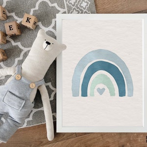 Boho Rainbow Nursery Poster, Bohemian Kids Room Decoration, Minimal ...