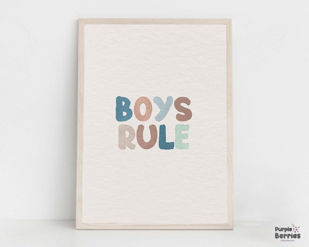 Nursery Quote Print, Boys Rule Printable Wall Art, Gender Neutral ...