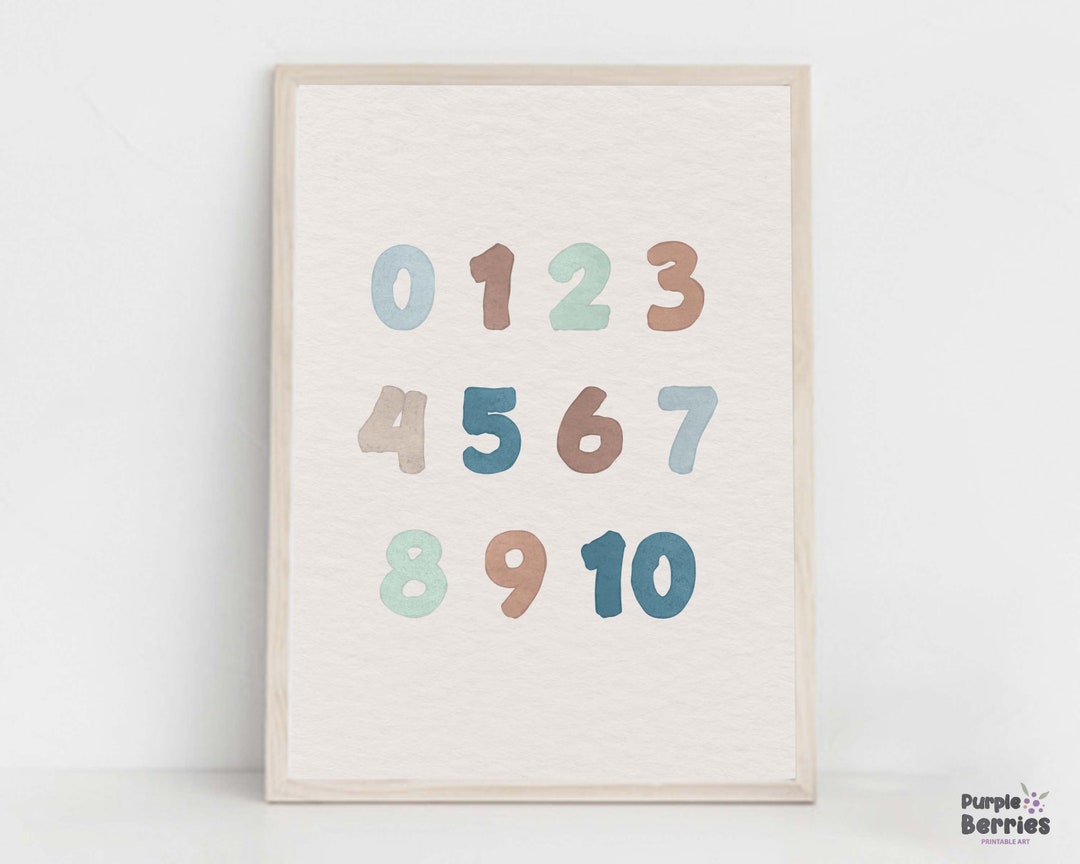 Boho Numbers Print, Kids Playroom Educational Poster, Learning 123 ...