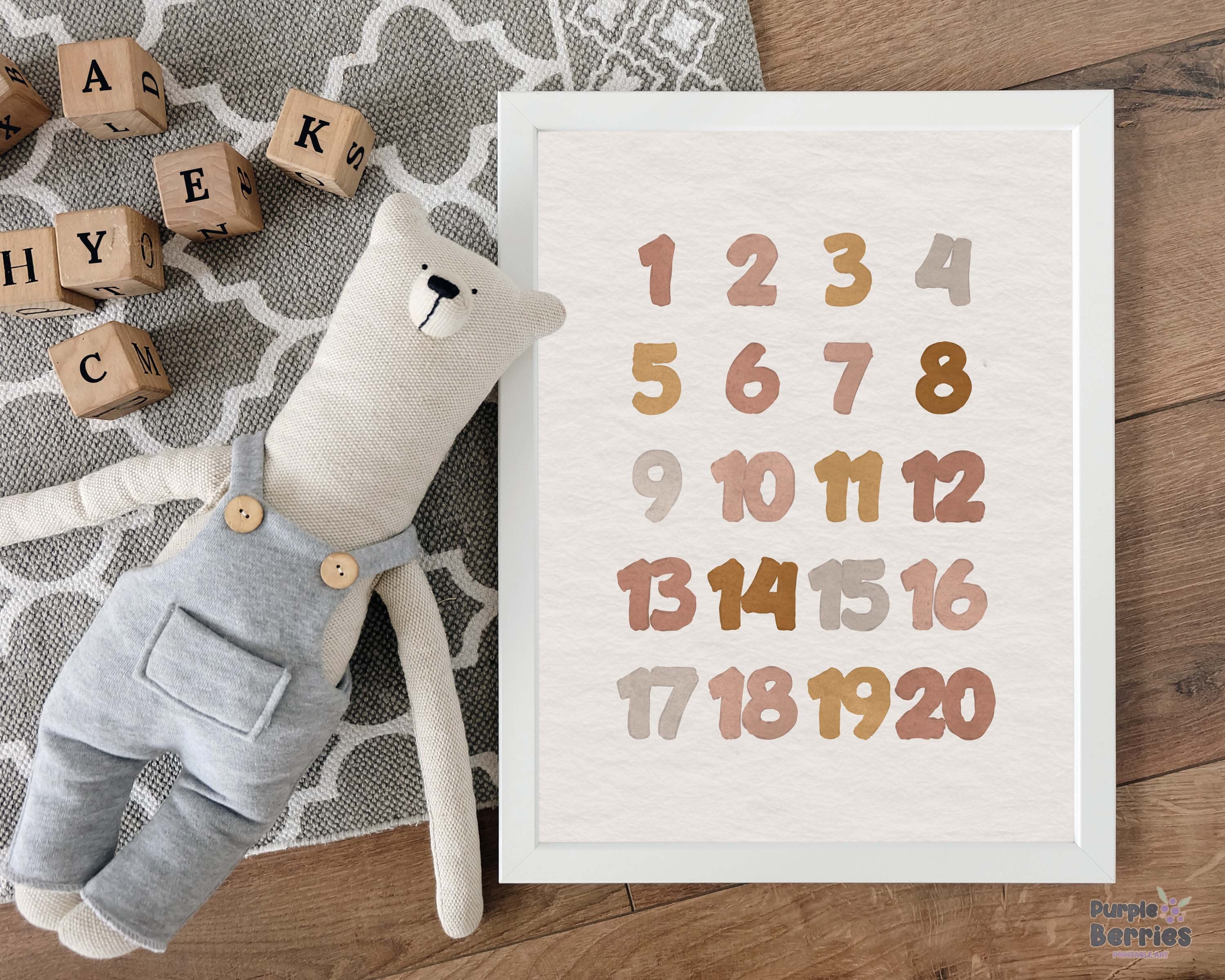Boho Numbers Poster, Gender Neutral Nursery Decoration, Kids Playroom ...