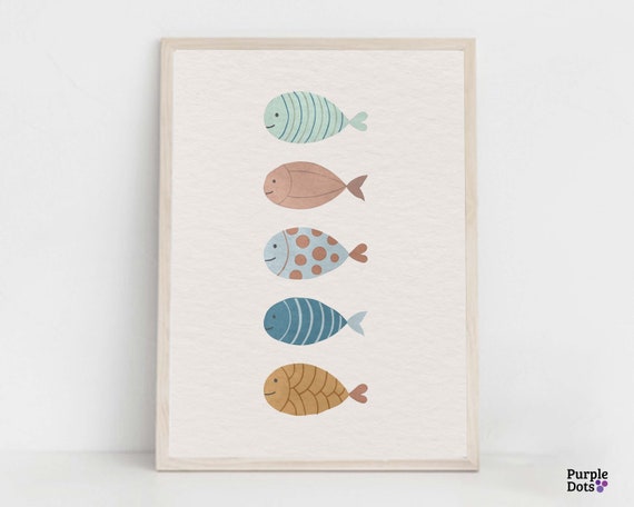 Fish Nursery Print Sea Animals Printable Wall Art Nautical - Etsy