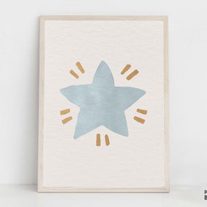Boho Star Nursery Print, Shining Star Printable Wall Art, Gender ...
