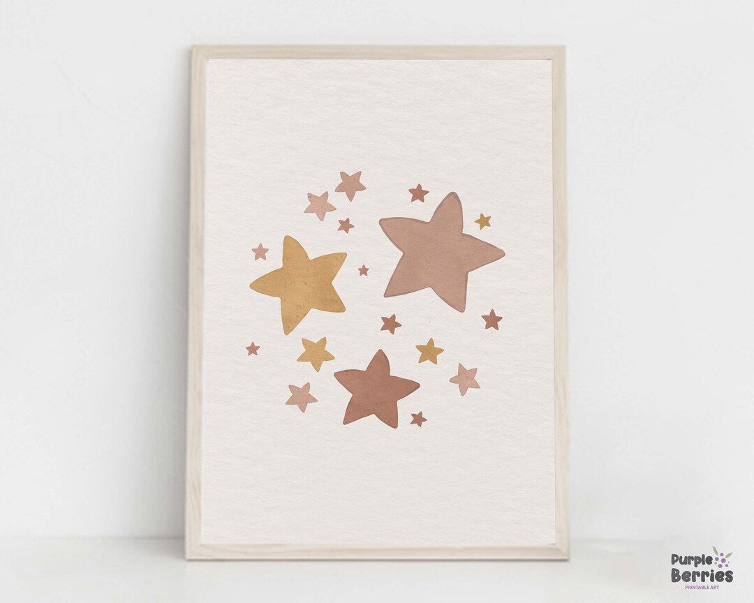 Boho Nursery Stars Art Print, Modern Kids Printable Wall Art, Gender ...