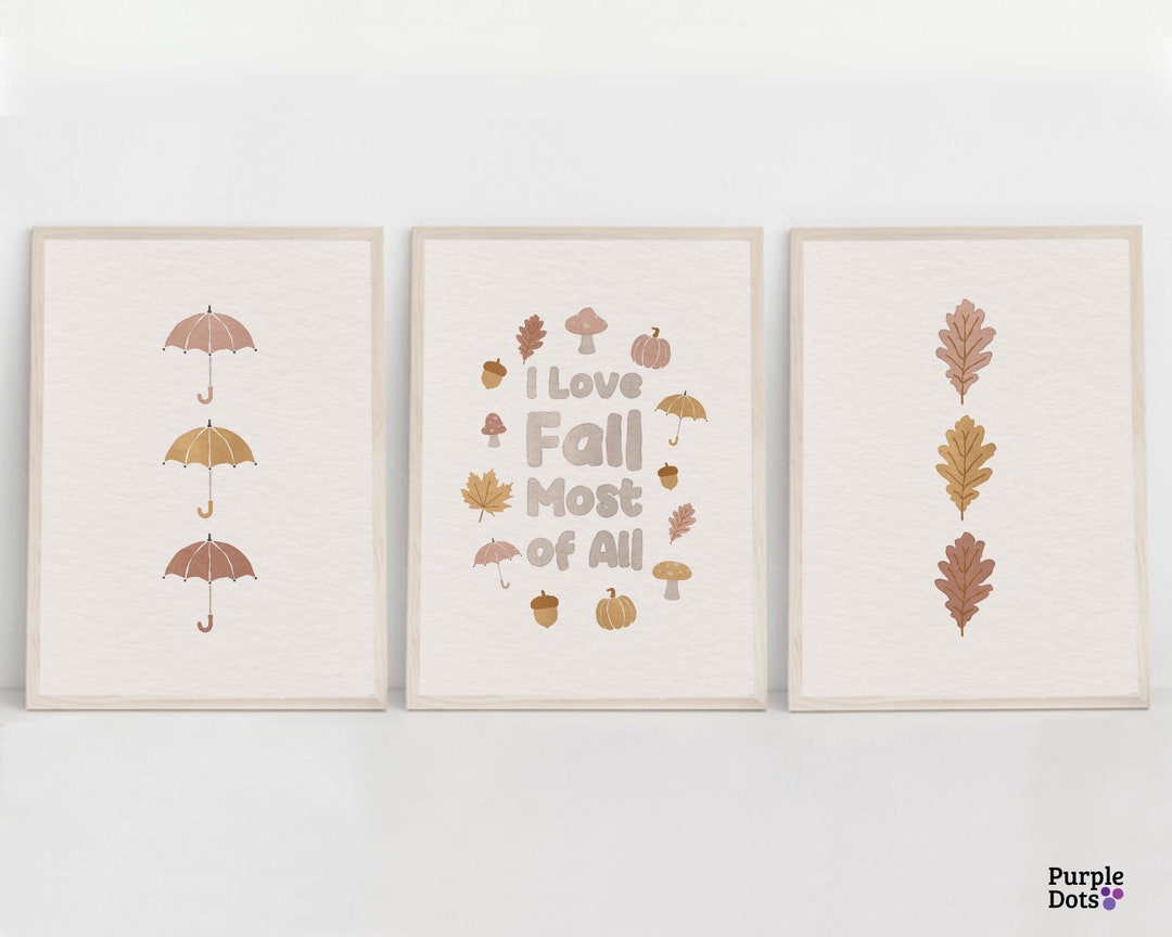 Boho Fall Nursery Print Set of 3 I Love Fall Most of All - Etsy