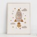 Boho Nursery Print, Cat in Space Rocket Wall Art, Gender Neutral Animal ...