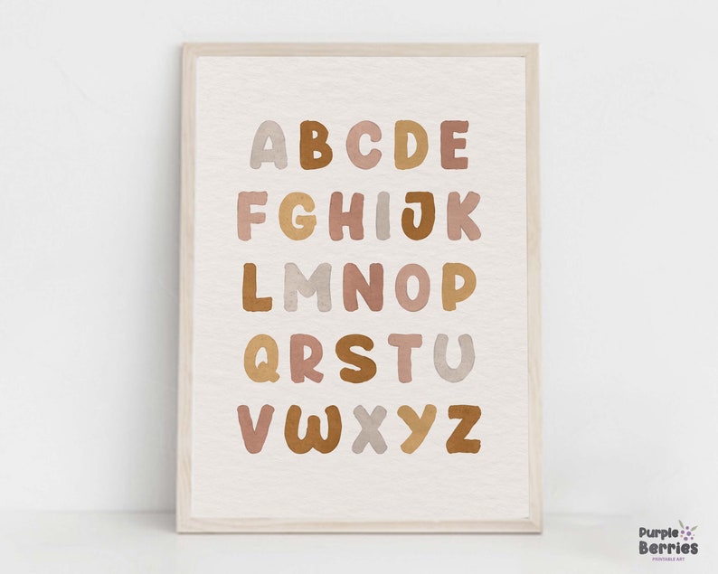 Boho Alphabet Poster, Kids Playroom Educational Poster, Learning ABC ...