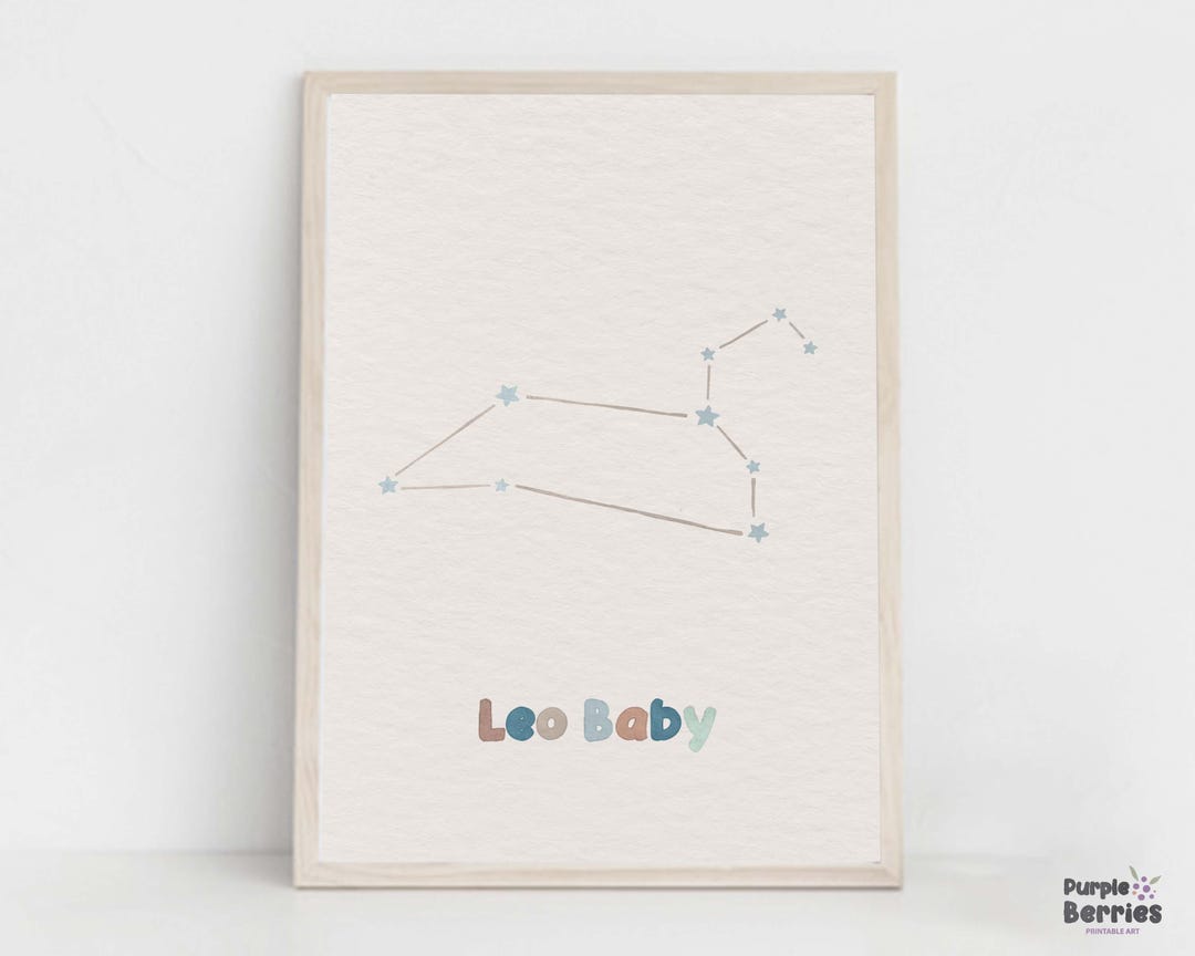 Leo Baby Stars Constellation Printable Wall Art, Zodiac Nursery Print ...