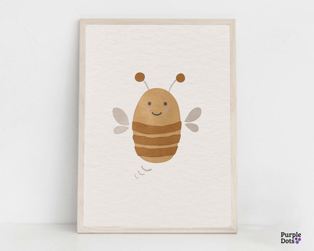 Bee Boho Nursery Print Cute Baby Bee Animal Wall Art Minimal - Etsy