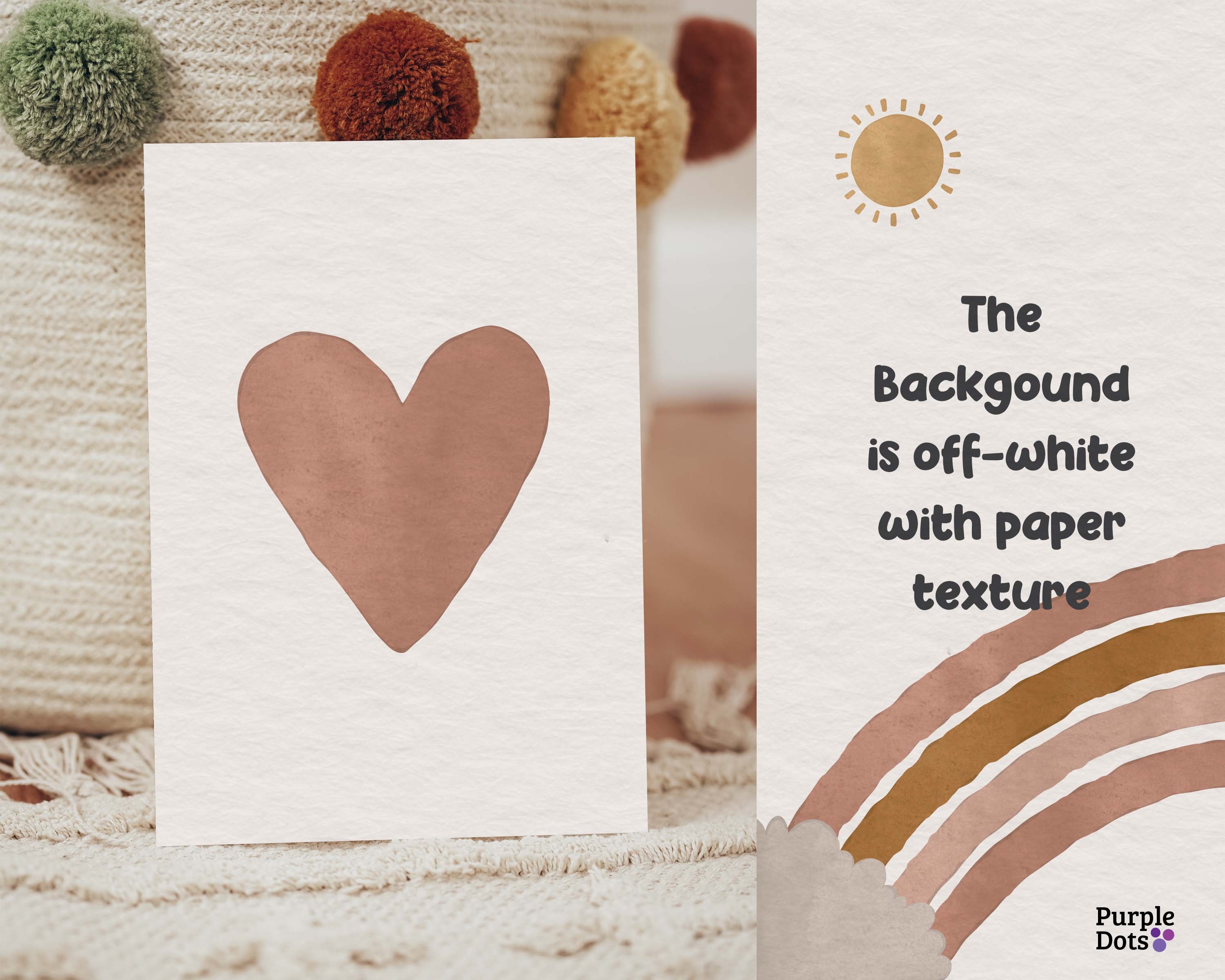 Boho Heart Nursery Print Watercolor Minimal Heart Wall Art - Etsy