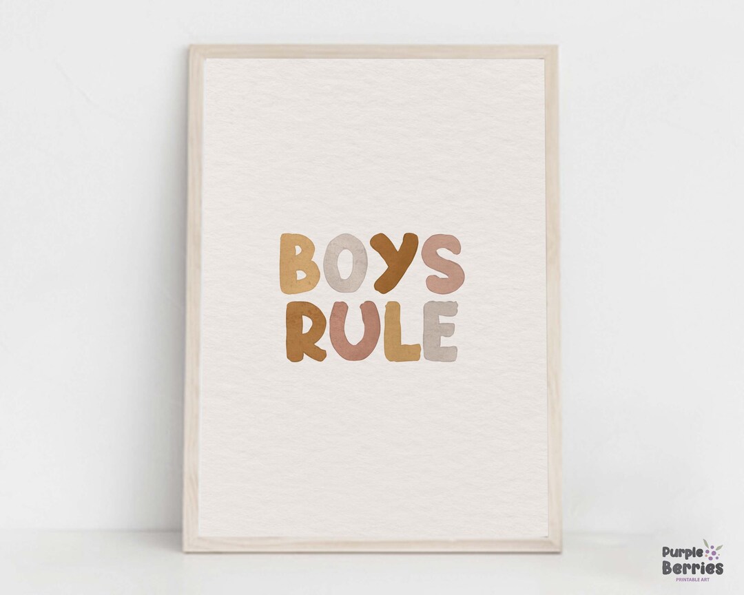 Nursery Printable Wall Art, Boys Rule Print, Gender Neutral Nursery ...