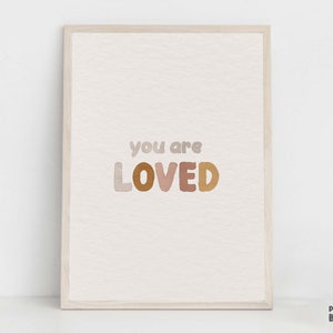 Boho Nursery Quote Poster, You Are Loved Printable Wall Art, Gender ...