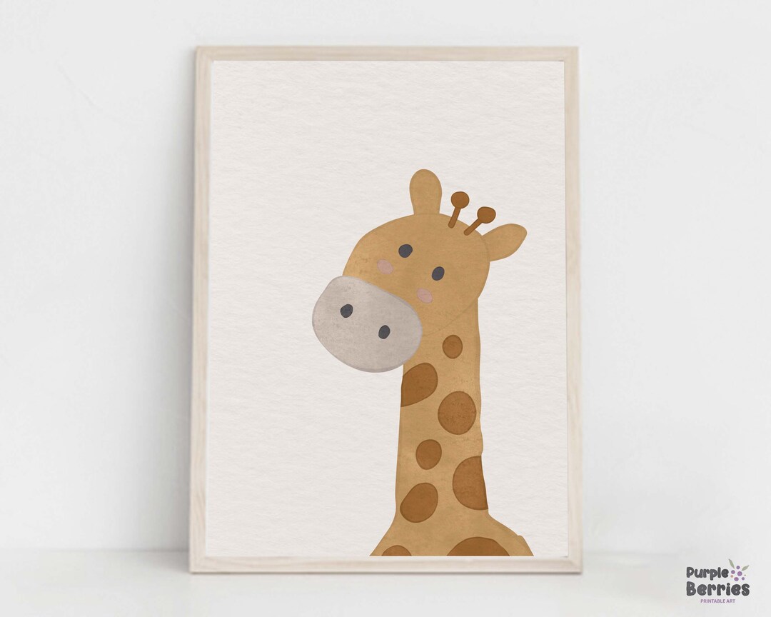 Baby Giraffe Boho Nursery Print, Safari Animal Wall Art, Bohemian Art ...