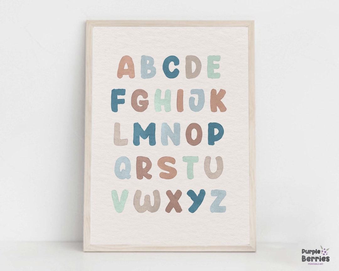 Boho Alphabet Poster, Kids Playroom Educational Print, Learning ABC ...
