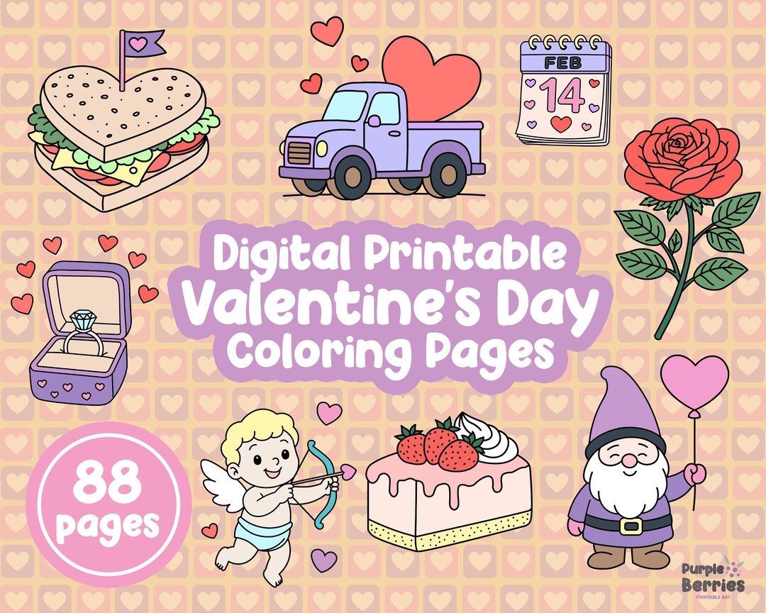 Valentine’s Day Coloring Pages for Kids and Adults, 88 Printable and ...