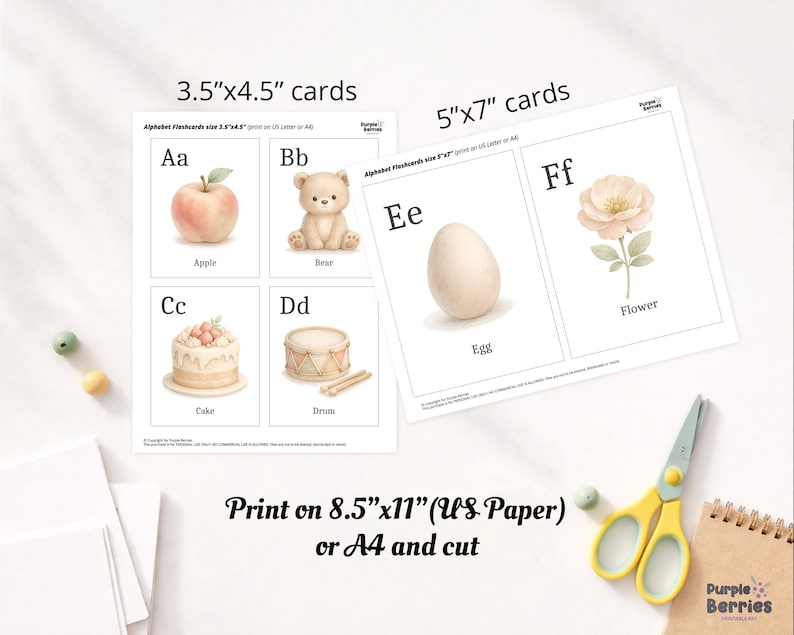 Printable Alphabet Flashcards for Kids, Montessori ABC Learning Cards ...