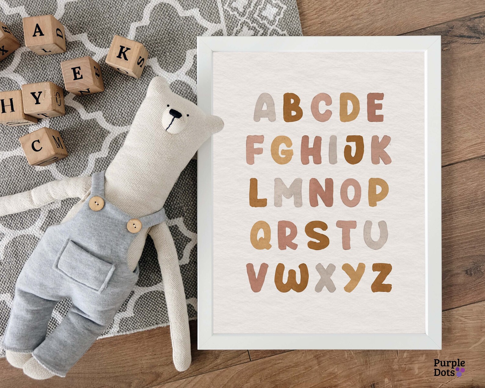 Boho Alphabet Poster Kids Playroom Educational Poster - Etsy