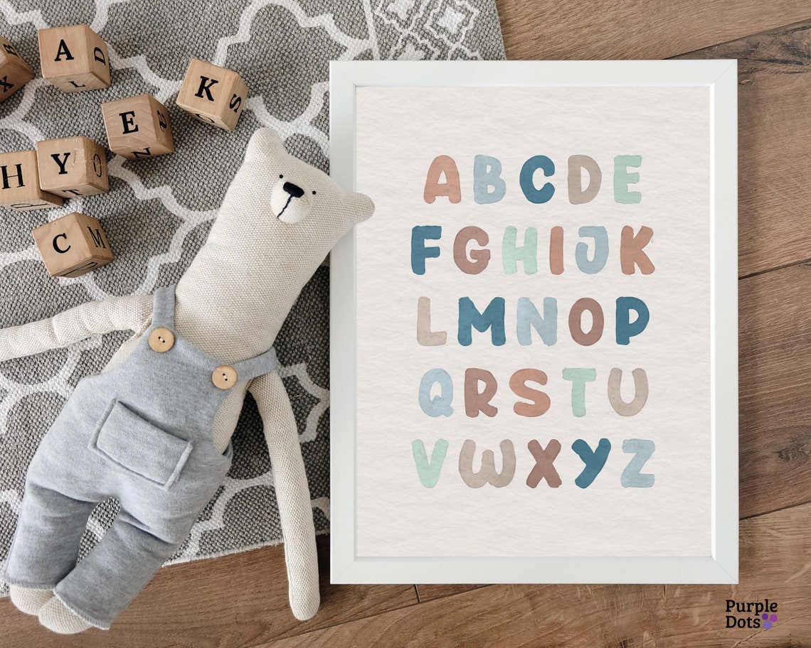 Boho Alphabet Poster Kids Playroom Educational Print - Etsy