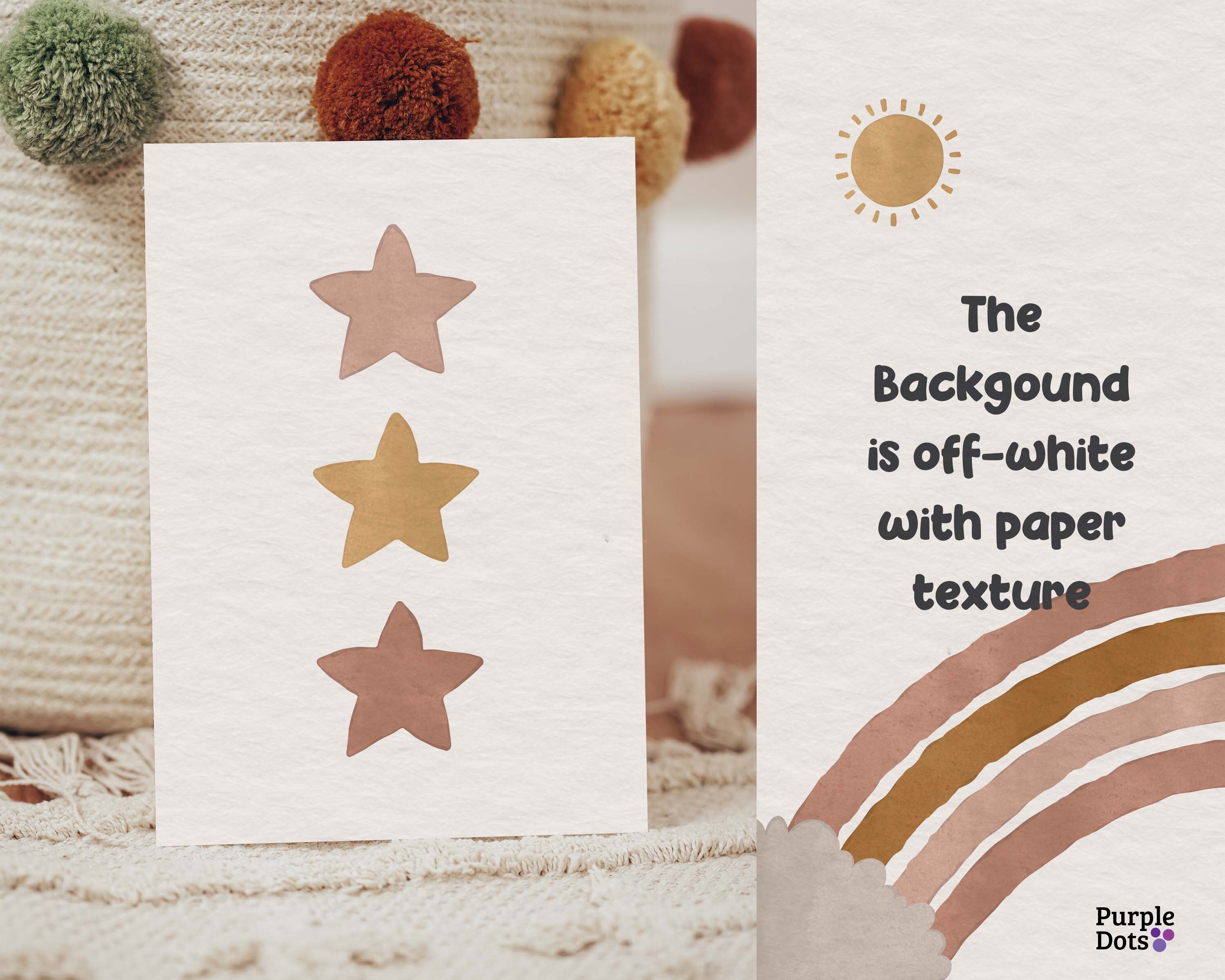 Boho Stars Art Print Mid Century Modern Kids Printable Wall - Etsy