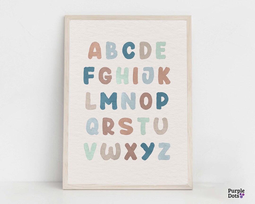 Boho Alphabet Poster Kids Playroom Educational Print - Etsy