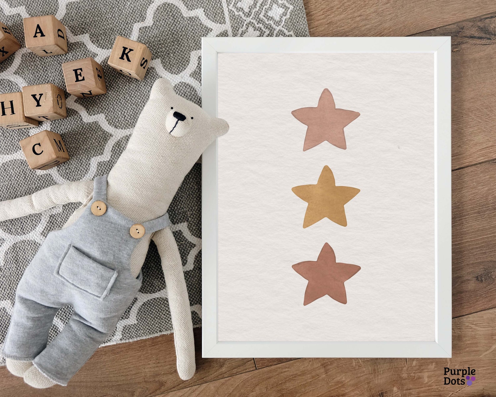 Boho Stars Art Print Mid Century Modern Kids Printable Wall - Etsy