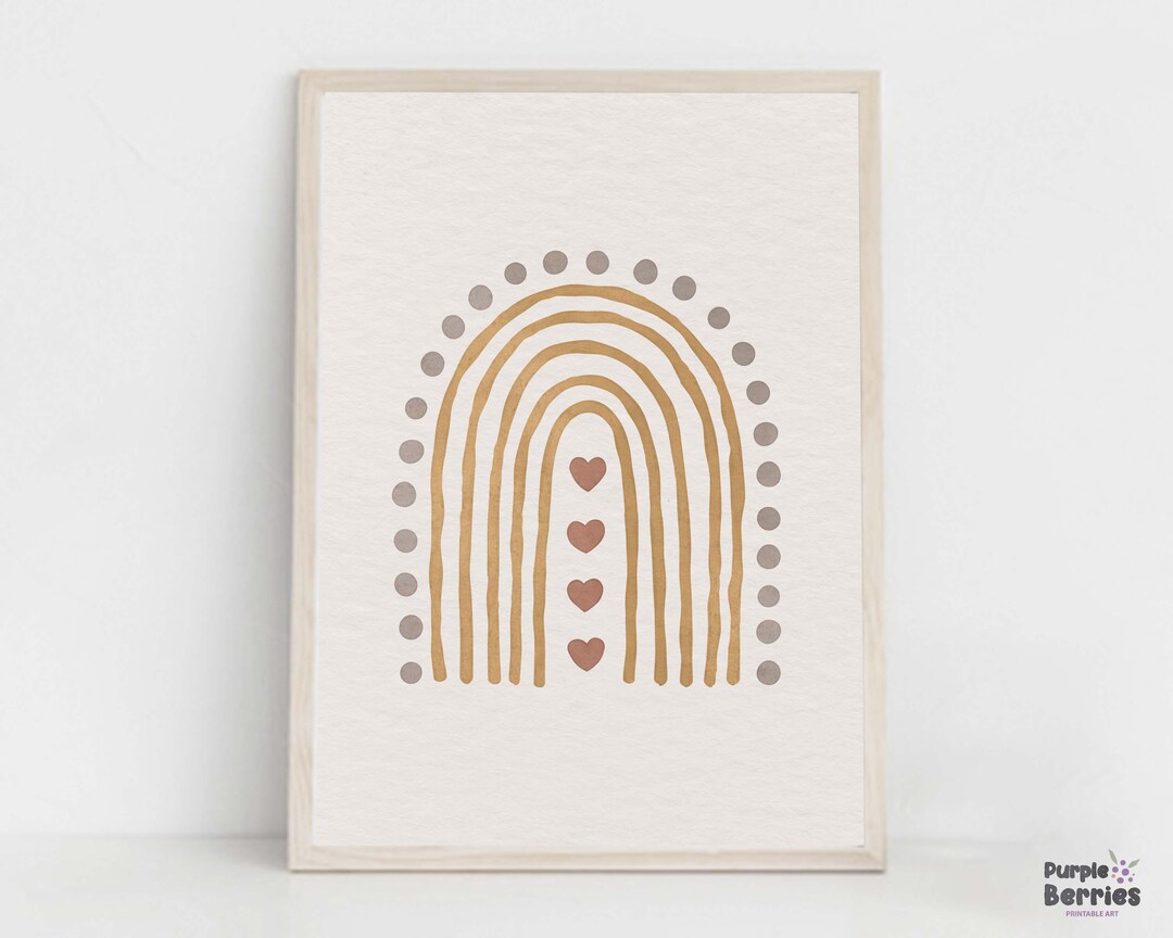 Boho Rainbow Digital Print, Gender Neutral Nursery Printable Wall Art ...