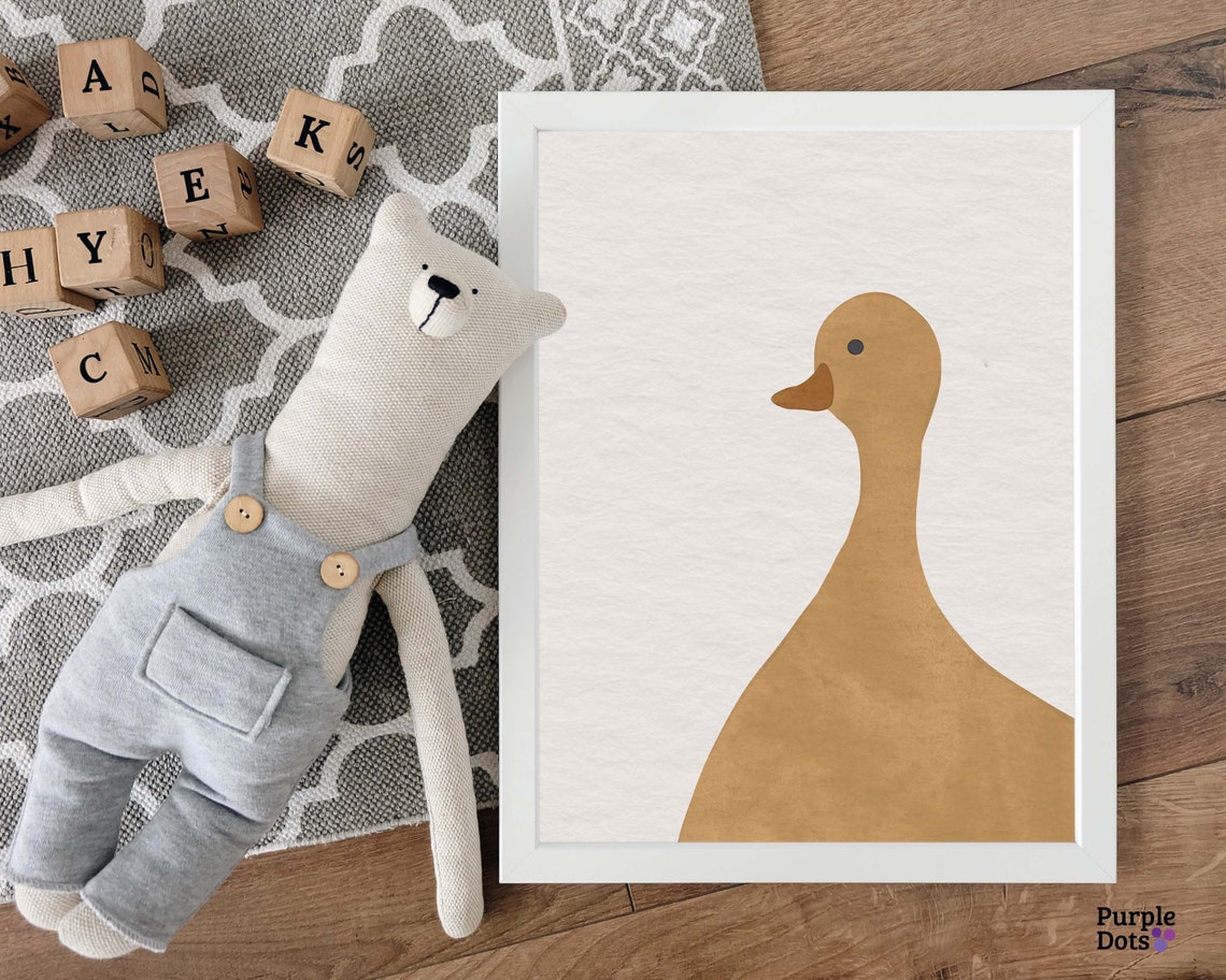 Duck Boho Nursery Print Cute Animal Wall Art Bohemian Art - Etsy