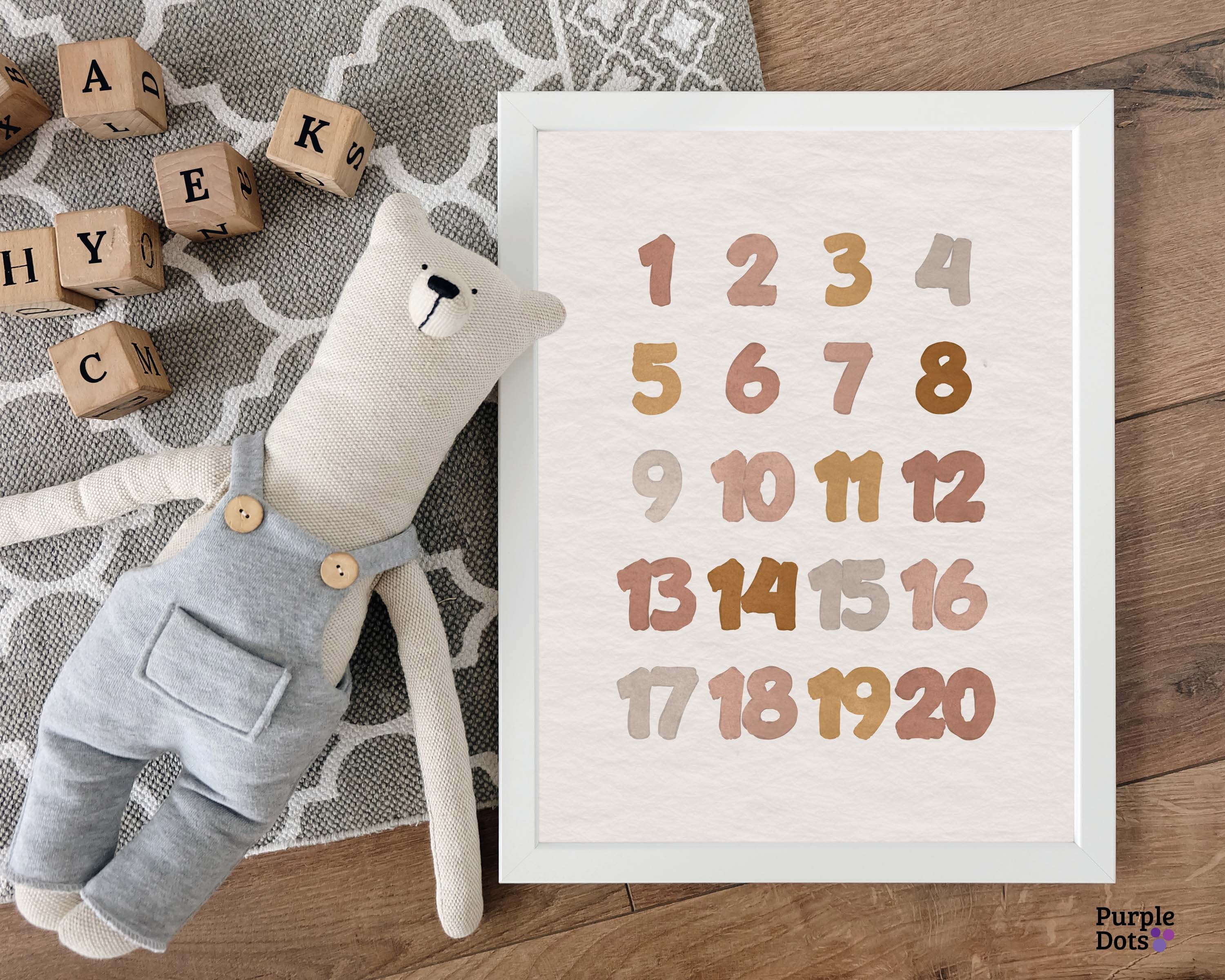 Boho Numbers Poster Gender Neutral Nursery Decoration Kids | Etsy