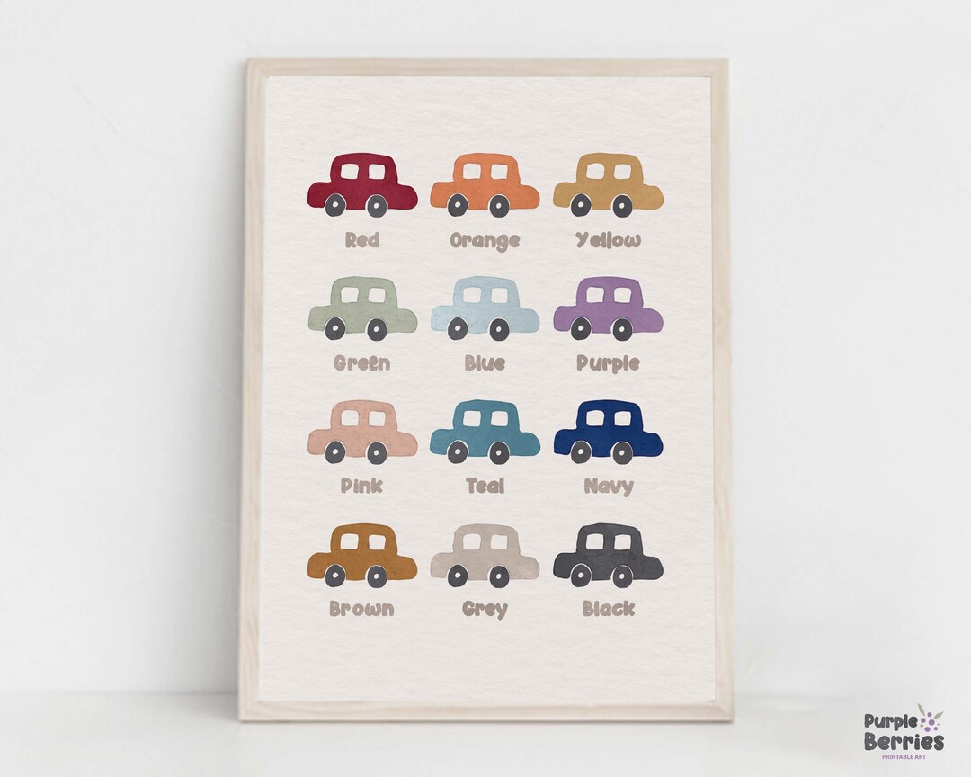 Nursery Educational Print, Learning Colors Names Art Poster, Colors ...