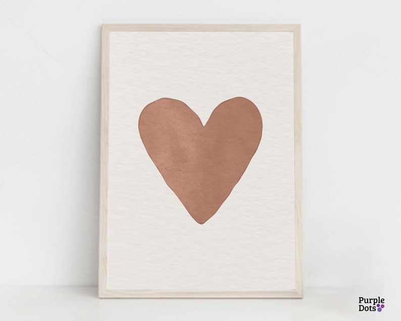 Boho Heart Nursery Print Watercolor Minimal Heart Wall Art - Etsy