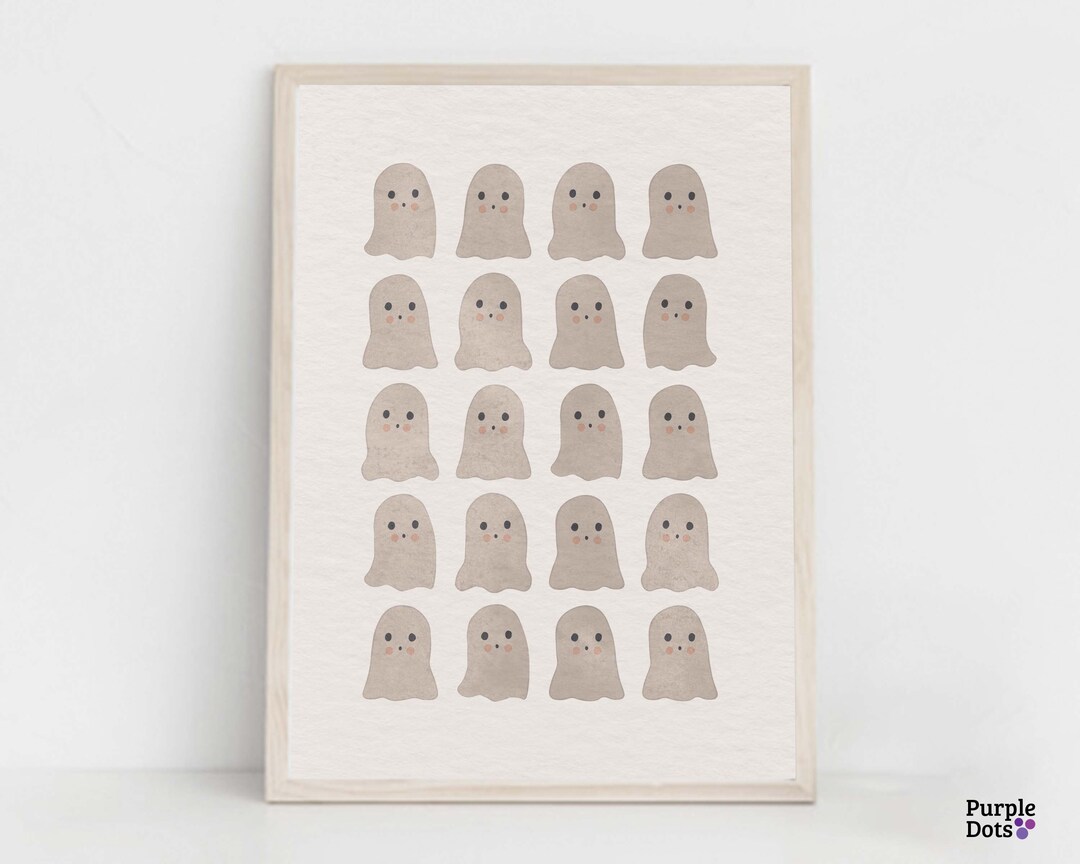 Boho Halloween Nursery Print, Little Ghosts Printable Wall Art, Cute ...