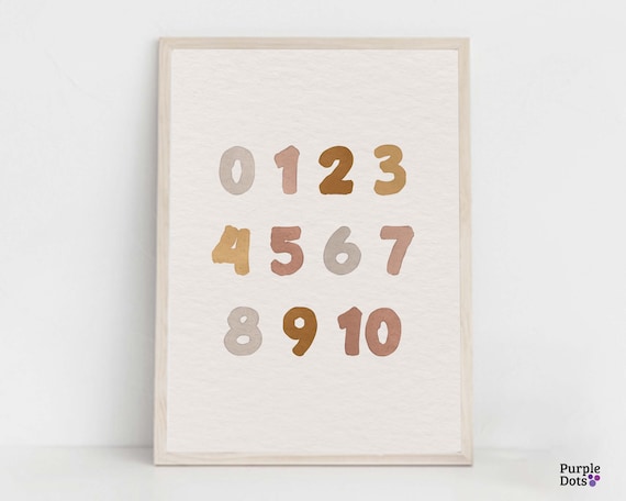 Boho Numbers Poster Kids Playroom Educational Poster - Etsy