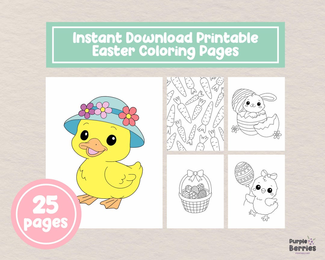 25 Easter & Spring Printable Coloring Pages for Kids, Fun Kids Easter ...