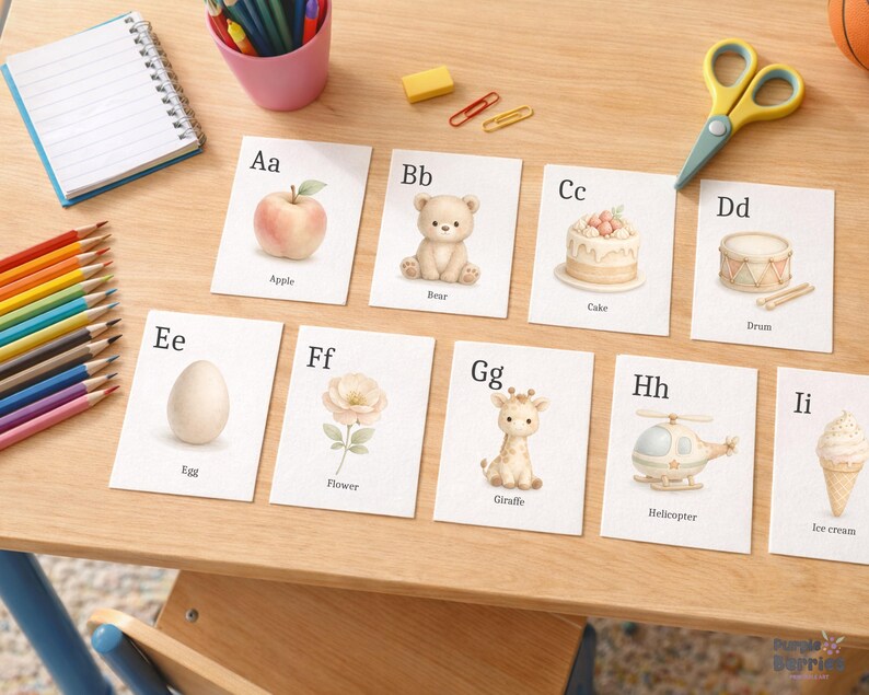Printable Alphabet Flashcards for Kids, Montessori ABC Learning Cards ...
