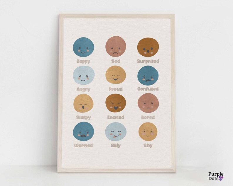 Feelings Chart Poster Nursery Emotions Baby Art Print Boho - Etsy