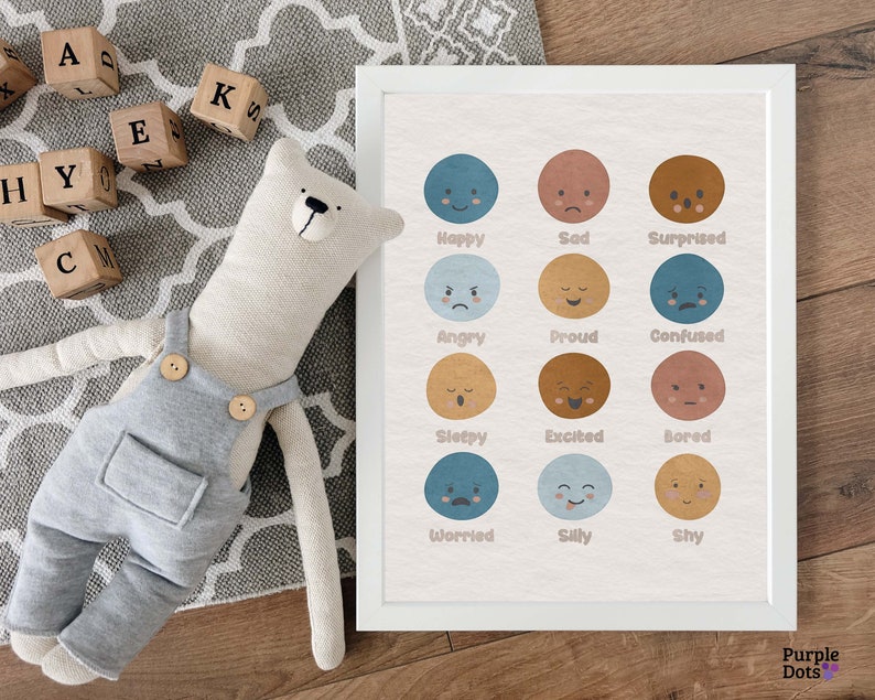 Feelings Chart Poster Nursery Emotions Baby Art Print Boho - Etsy