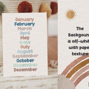 Boho Nursery Print Months of the Year Kids Playroom - Etsy