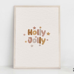 Christmas Nursery Print, Holly Jolly Christmas Quote Poster, Boho ...