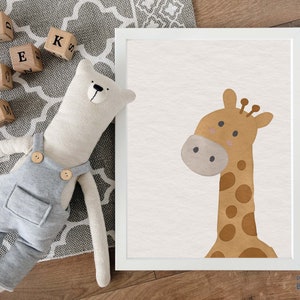 Baby Giraffe Boho Nursery Print, Safari Animal Wall Art, Bohemian Art ...