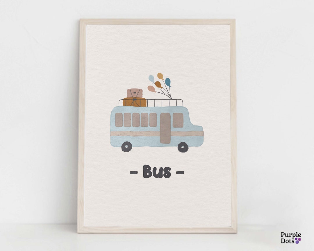 Bus Nursery Print Methods of Transportation Educational - Etsy
