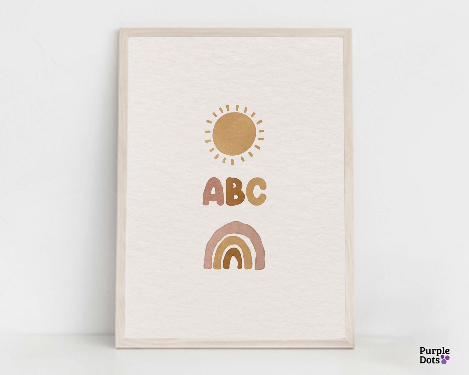 Boho Alphabet Print ABC Sun Rainbow Poster Learning ABC | Etsy