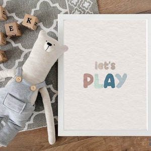 Nursery Print Set of 2, Let's Read Poster, Let's Play Sign, Kids Boho ...