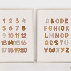 Boho Nursery Print Set of 2 Alphabet and Numbers Educational - Etsy
