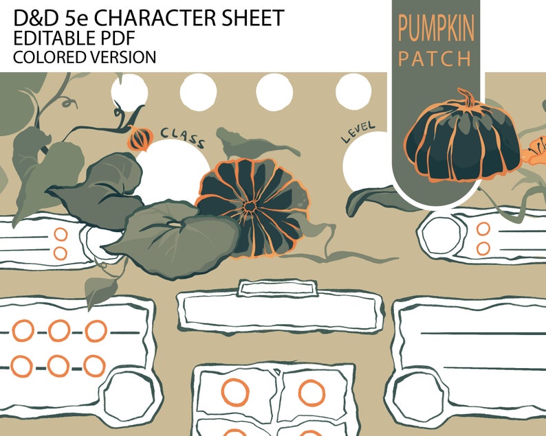 Dnd 5e Character Sheet Editable PDF Halloween / Autumn / Fall / October ...