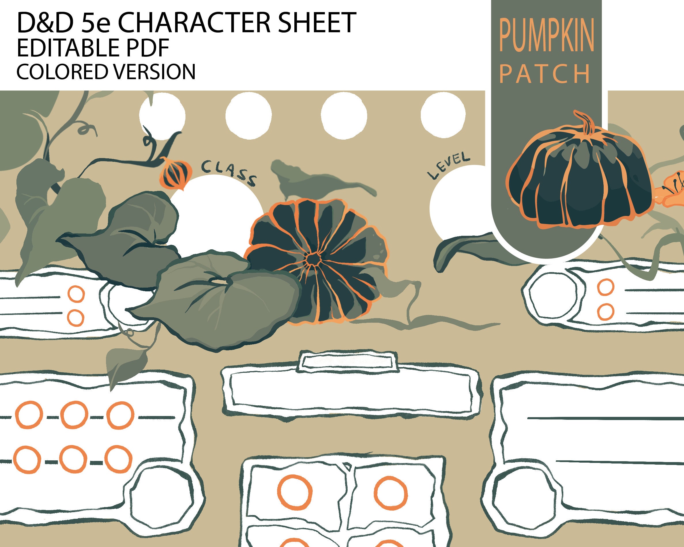 Dnd 5e Character Sheet Editable PDF Halloween / Autumn / Fall / October ...