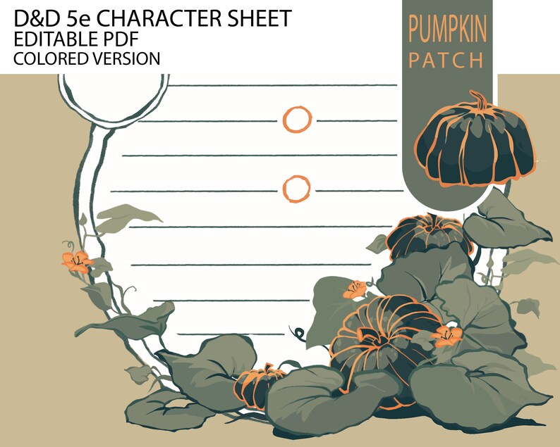 Dnd 5e Character Sheet Editable PDF Halloween / Autumn / Fall / October ...