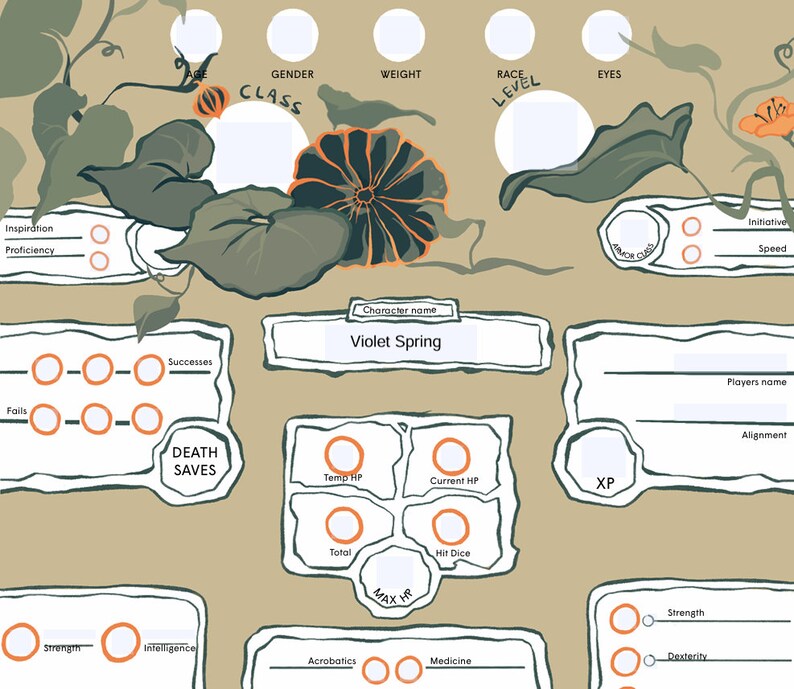 Dnd 5e Character Sheet Editable PDF Halloween / Autumn / Fall / October ...