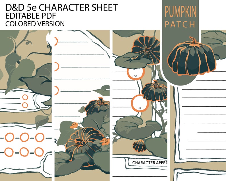 Dnd 5e Character Sheet Editable PDF Halloween / Autumn / Fall / October ...
