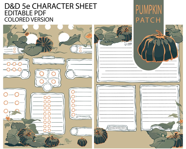 Dnd 5e Character Sheet Editable PDF Halloween / Autumn / Fall / October ...