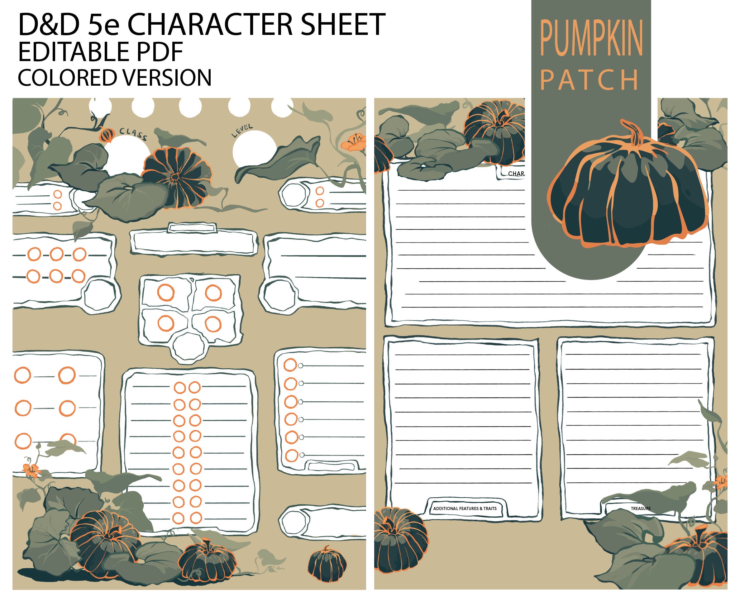Dnd 5e Character Sheet Editable PDF Halloween / Autumn / Fall / October ...