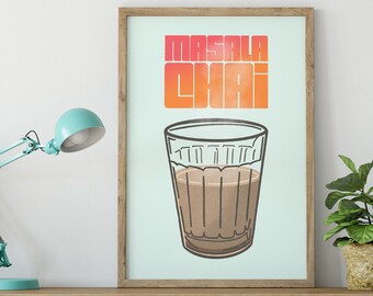 Masala Chai Indian Food Art Indian Digital Print Desi Art Kitchen ...